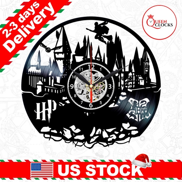 QueenClocks | Wall Decor | Harry Potter Vinyl Clock Wall Hogwarts Decor ...